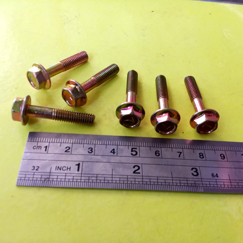 Jual FLANGE BOLT KUNING M6 X 30 / BAUT 10 KUNCI 10 / BAUT TOPI M6 X 30 KUNING / FLANGE BOLT ...