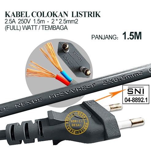 Jual KABEL POWER / KABEL AC 220V / KABEL BUNTUNG STOP KONTAK ABU ABU ...