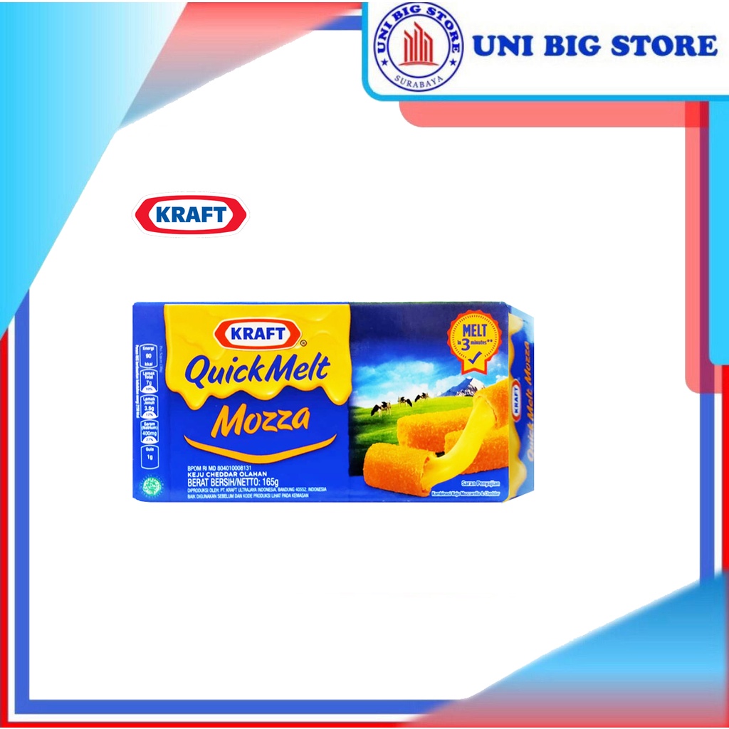 Jual Kraft Quick Melt Keju Cheddar Moza 165 gr Cheese Balok Blok Kotak ...