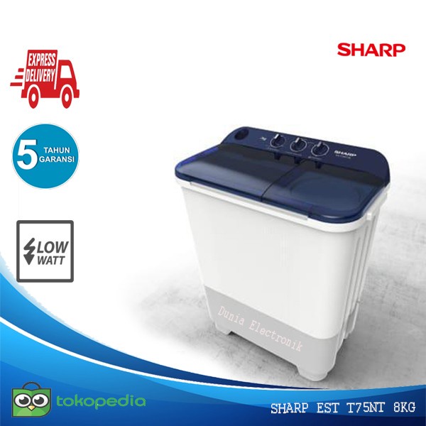 Jual Mesin Cuci 2 Tabung Sharp ESF T75NT 8KG Low Watt Cuci dan Kering | Shopee Indonesia