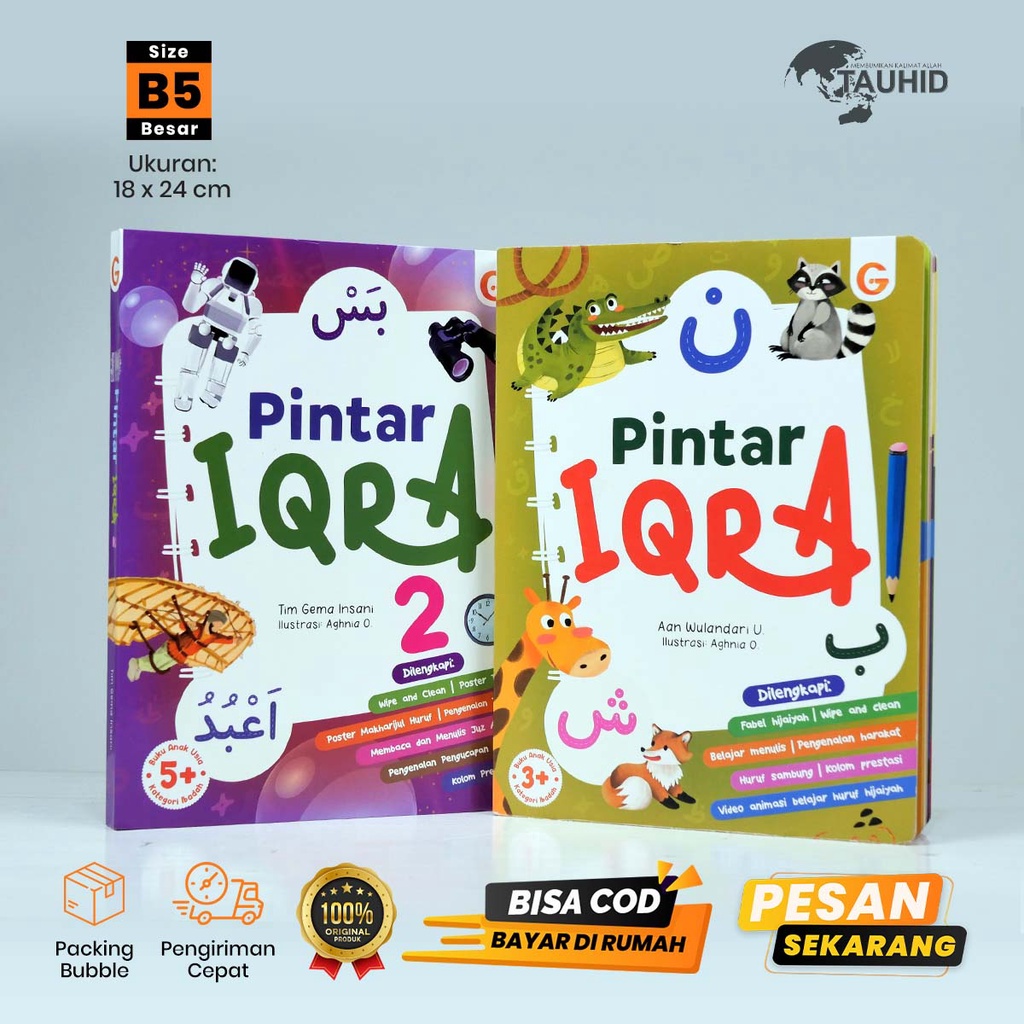Jual Buku Pintar Iqra 1 Dan 2 Iqro Anak Berwarna Edukasi Anak Usia Dini ...