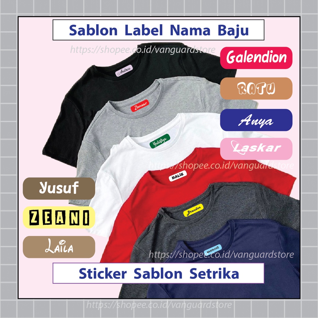 Jual LABEL NAMA SERAGAM BAJU ANAK SEKOLAH CUSTOM SABLON SETRIKA STIKER ...
