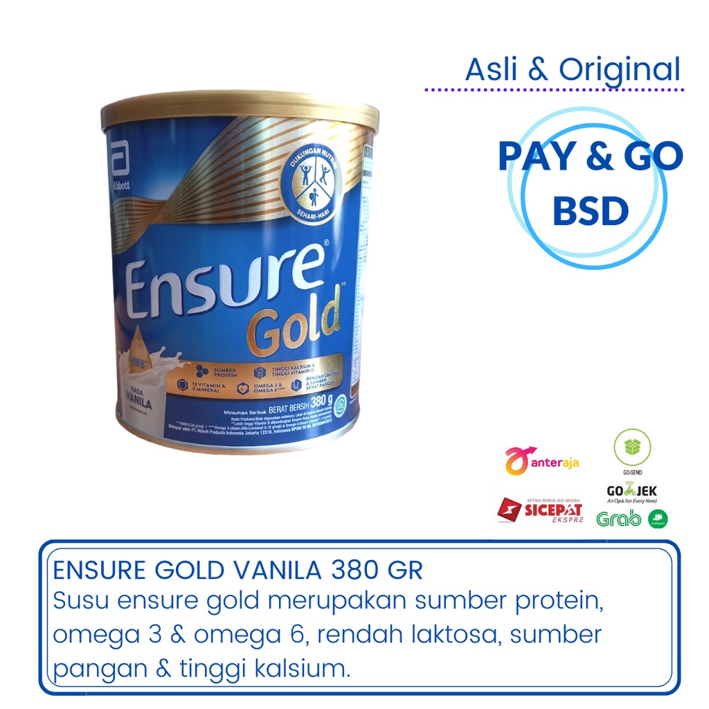 Jual ENSURE GOLD VANILA VANILLA 380 GR SUSU NUTRISI DEWASA RENDAH LAKTOSA | Shopee Indonesia