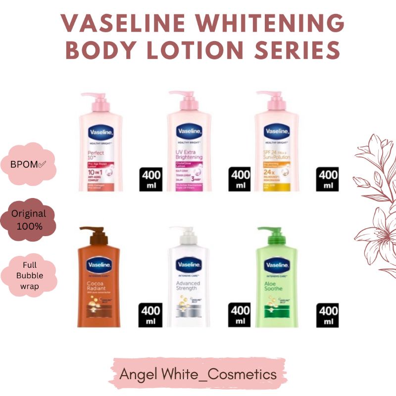 Jual ORIGINAL 100% VASELINE WHITENING BODY LOTION SERIES 400ML | Shopee ...