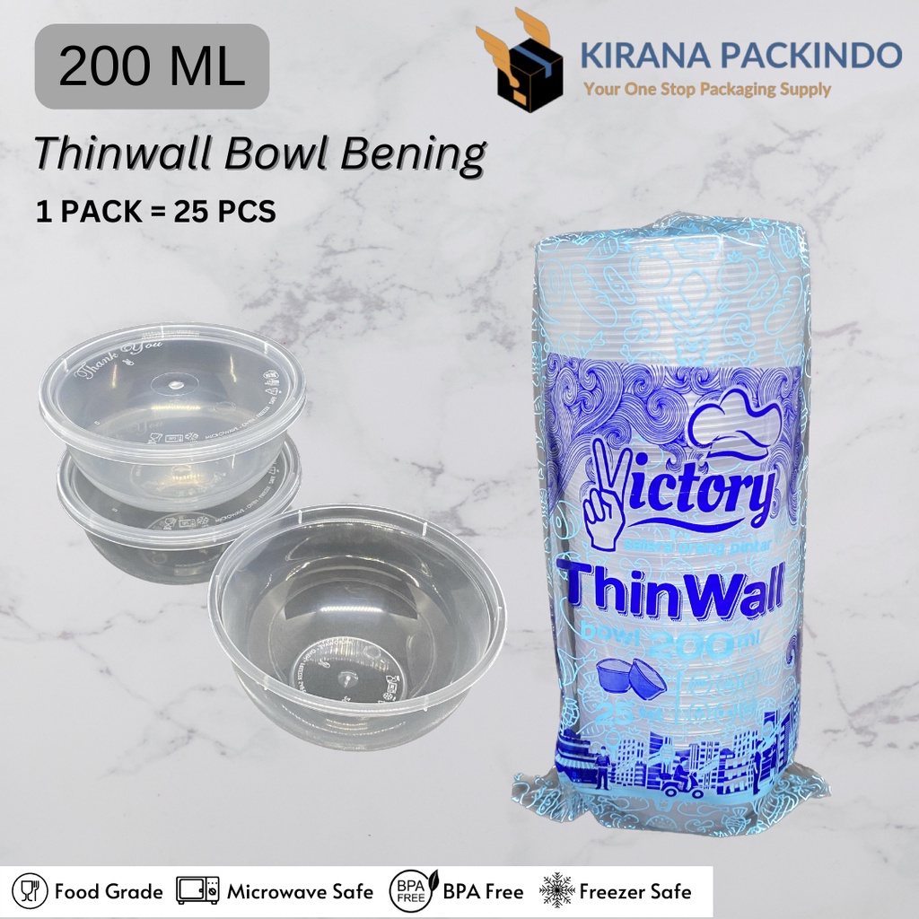 Jual Thinwall Victory 200ML Bowl (Bulat) Kotak Makan 25pcs 200 ml ...