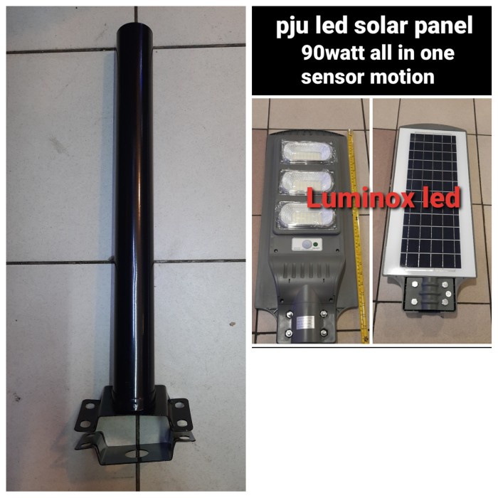 Jual lampu jalan solar panel 90w 90watt set tiang pju tenaga surya ...