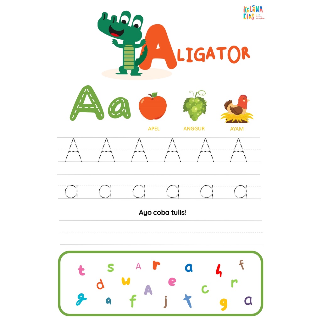 Jual Printable Worksheet Belajar Menulis Tracing Alfabet 30 Lembar ...