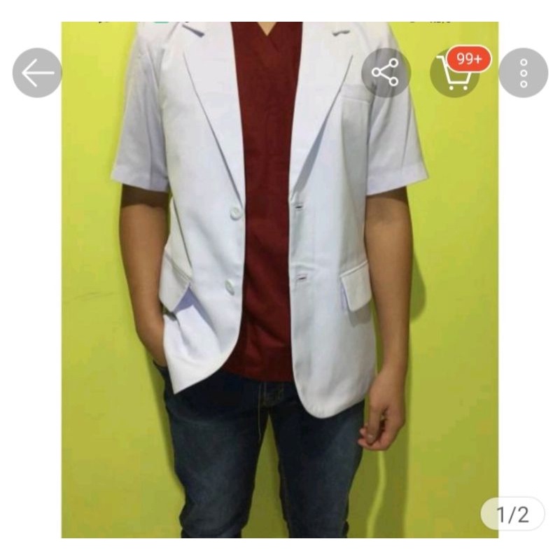 Jual jas dokter dua saudara lengan pendek laki laki ukuran 5L | Shopee ...