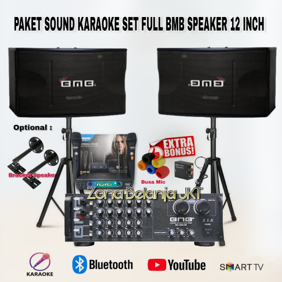 Jual PAKET SOUND SYSTEM KARAOKE SET FULL BMB SPEAKER 12 INCH AMPLIFIER ...