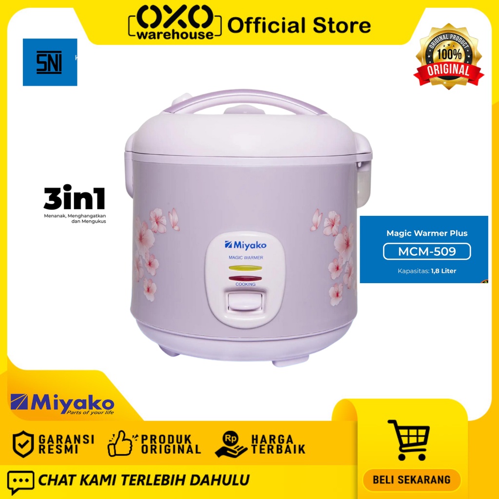 Jual Miyako Rice Cooker MCM-509 1.8 Liter Magic Warmer Plus Mejikom Low ...