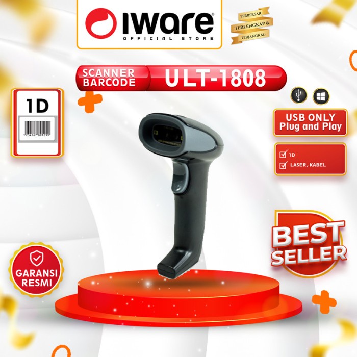 Jual Barcode Scanner Laser 1D Ult-1808 Usb No Stand Jne-Jnt | Shopee ...