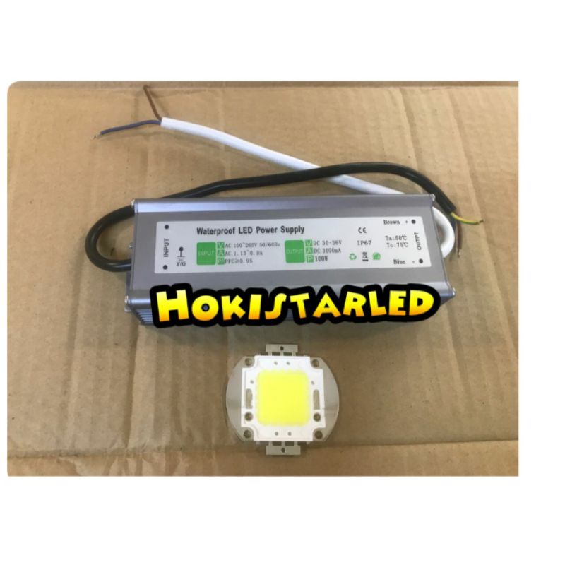 Jual Trafo led 100watt 100w driver led + mata led cob 100 watt 1set ...