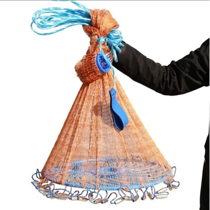 Jual Jala Lempar Penangkap Ikan Udang Jaring Mesh Frisbee 2.4M | Shopee ...