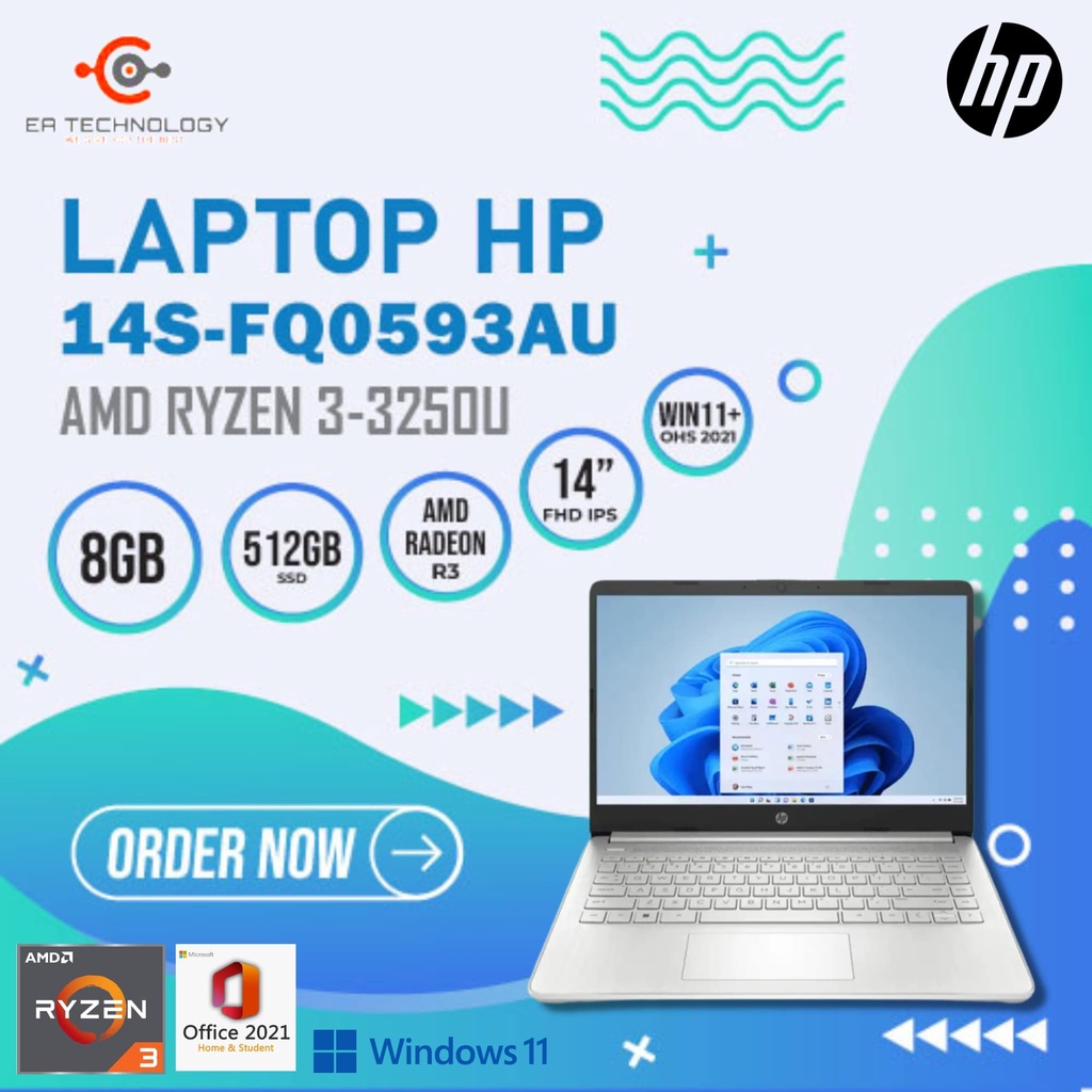 Jual HP 14s-fq0593AU AMD Ryzen 3-3250U 8GB 512SSD AMD R3 14"FHD IPS W11 ...