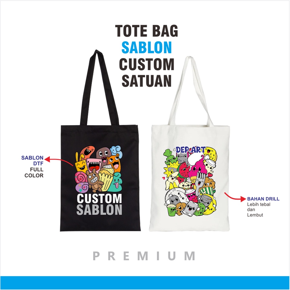 Jual Tas Tote Bag Custom | Goodie Bag Sablon Custom Satuan | Shopee ...