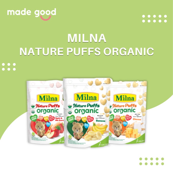 Jual Milna Nature Puff Organic Banana Keju Apel 15 G | Shopee Indonesia