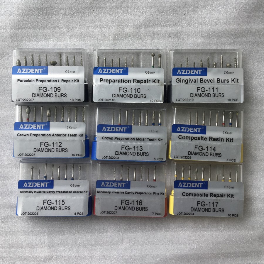 Jual Mata bor gigi dental burs set porcelain preparation gingival crown ...