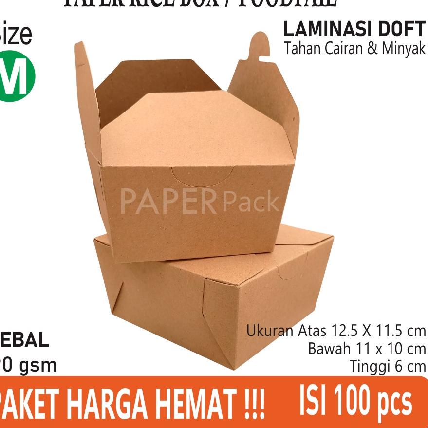 Jual Hot Surprise FOOD PAIL PAKET 100PCS/PAPER RICE BOX SEDANG/RICEBOWL ...