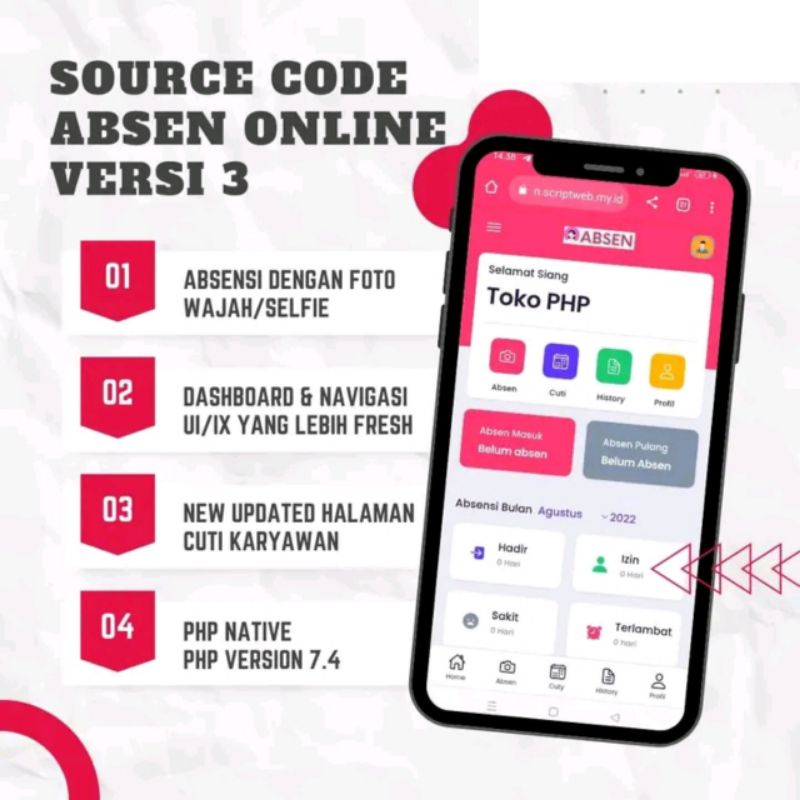 Jual SOURCE CODE ABSENSI V3 | APLIKASI ABSENSI V3 | Shopee Indonesia