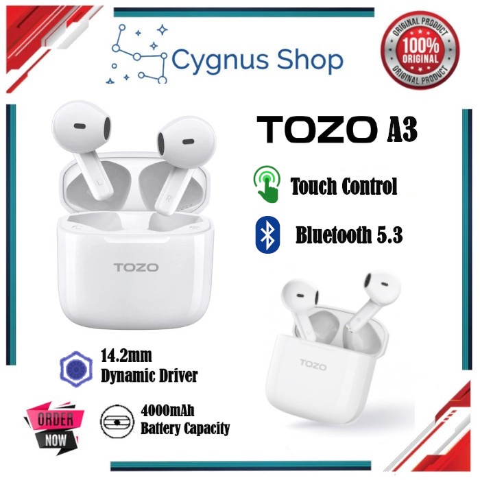Jual TOZO A3 TWS Stereo Headset Wireless Earbuds Lightweight Bluetooth | Shopee Indonesia