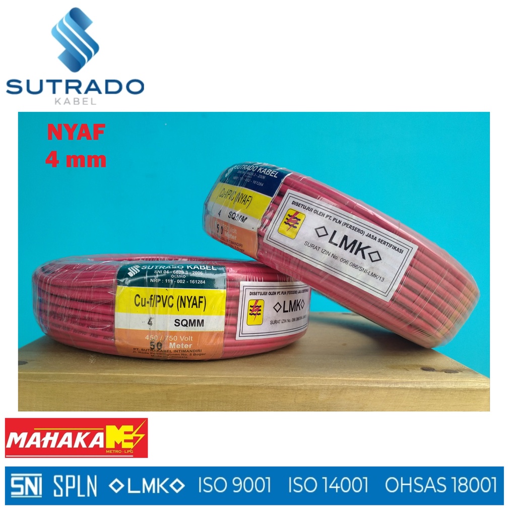 Jual Kabel NYAF 4 mm Standar PLN SNI LMK Sutrado Kabel Roll 50m | Shopee Indonesia