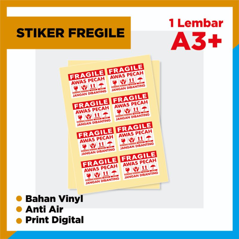 Jual CETAK STIKER FRAGILE / STIKER FRAGILE HATI HATI A3 ...