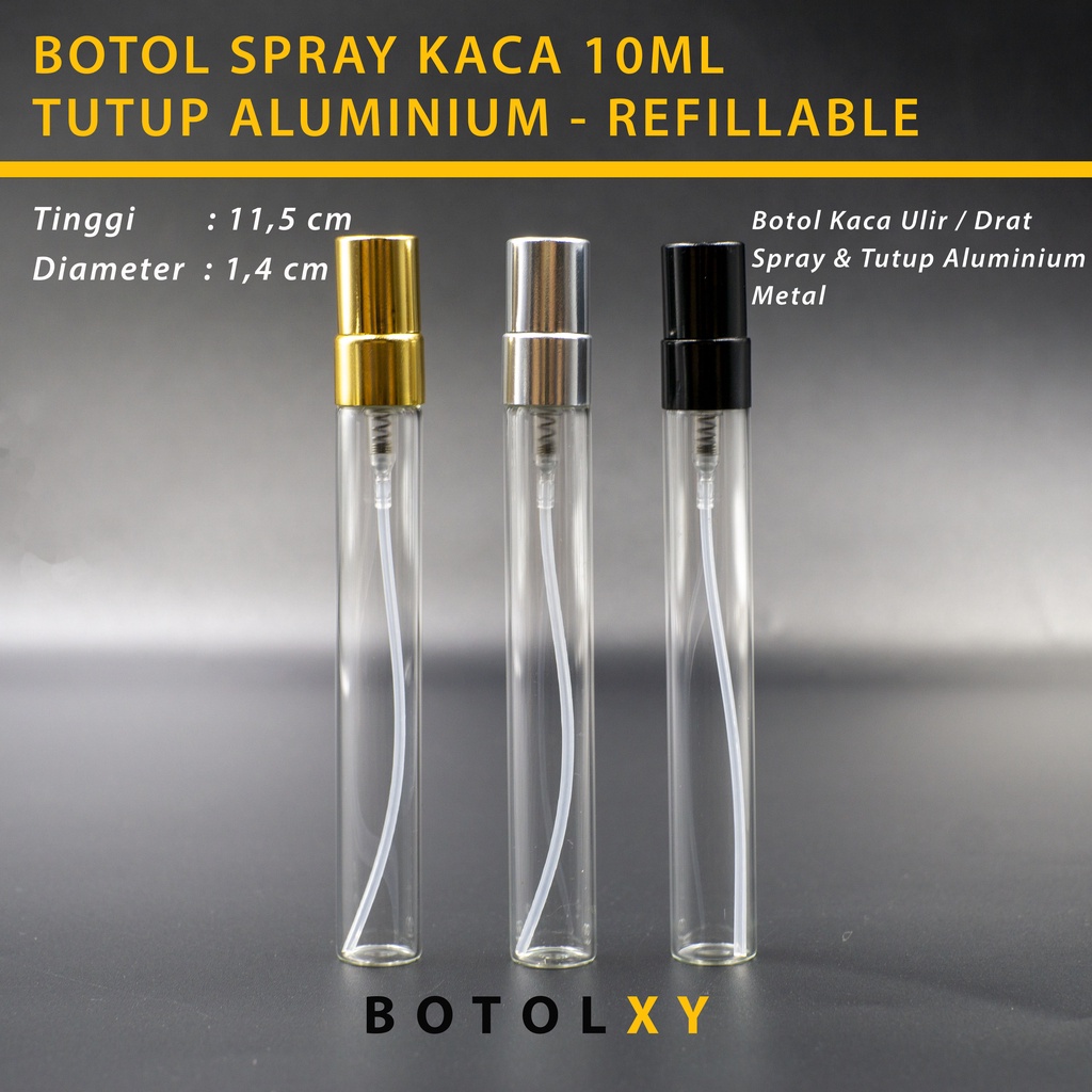 Jual Botol Spray Kaca 10ml - Tutup Sprayer Metal / Aluminium Travel Parfum | Shopee Indonesia