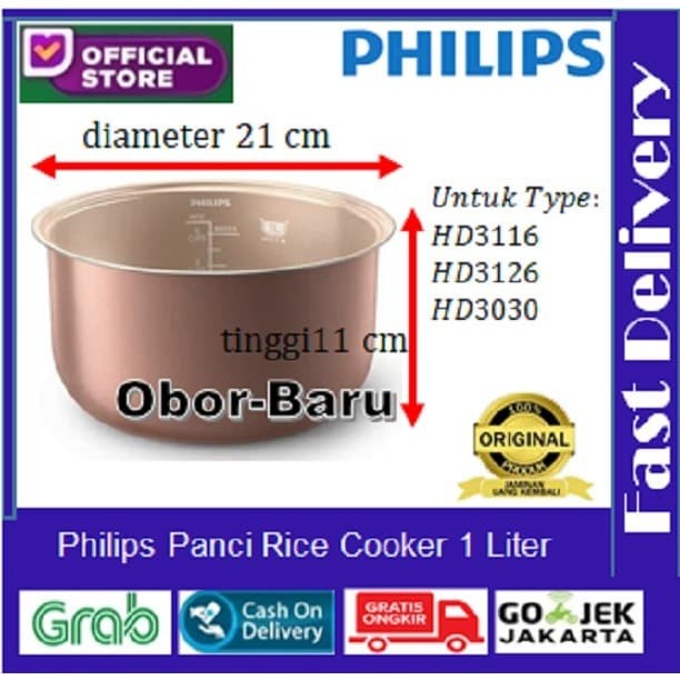 Jual Philips Inner pot Panci Rice cooker 1 Liter HD3116, HD3126, HD3030 ...