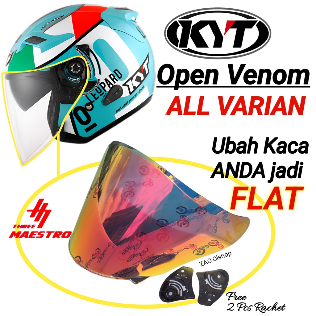 Jual Kaca Helm KYT VENOM OPEN Visor Helmet FLAT kaca helm datar kyt ...