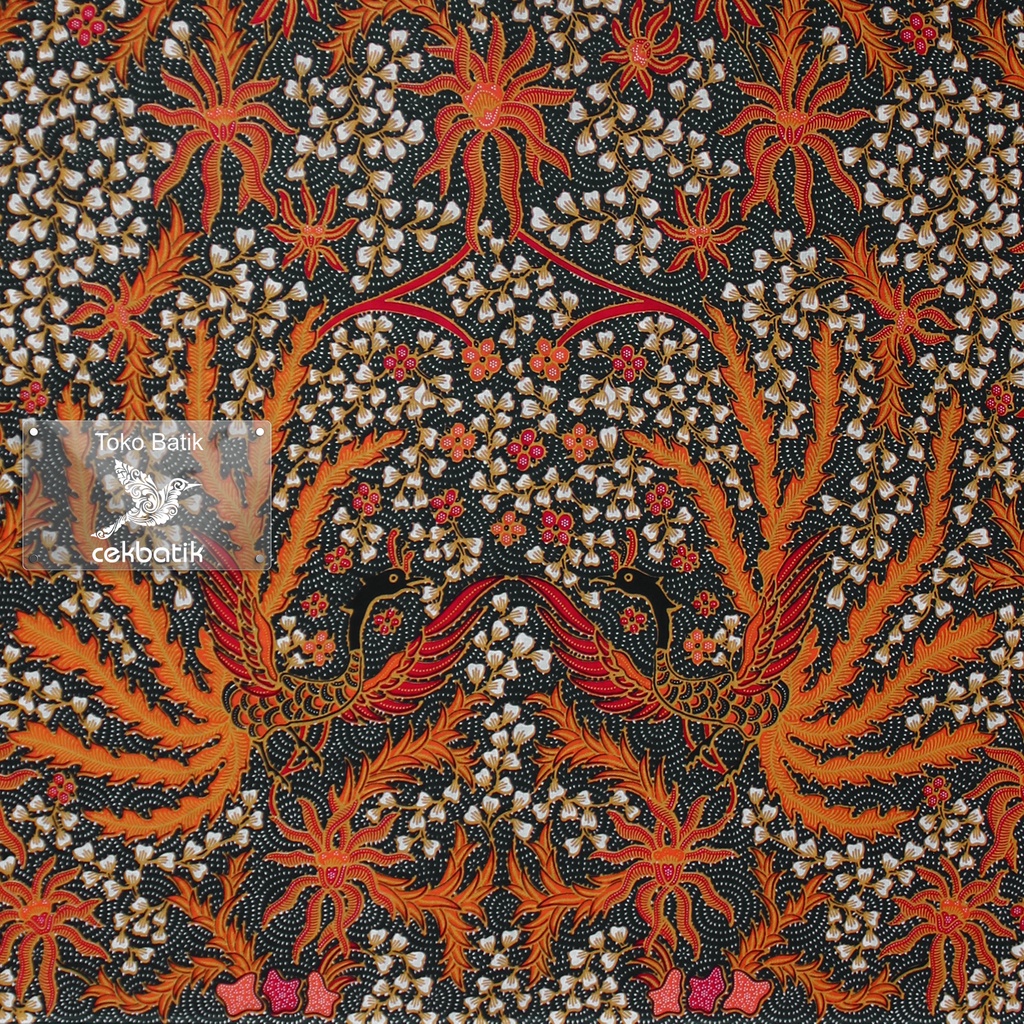 Jual kain batik - Motif Burung Merak Bunga Unik (Navy Gelap) | Shopee ...