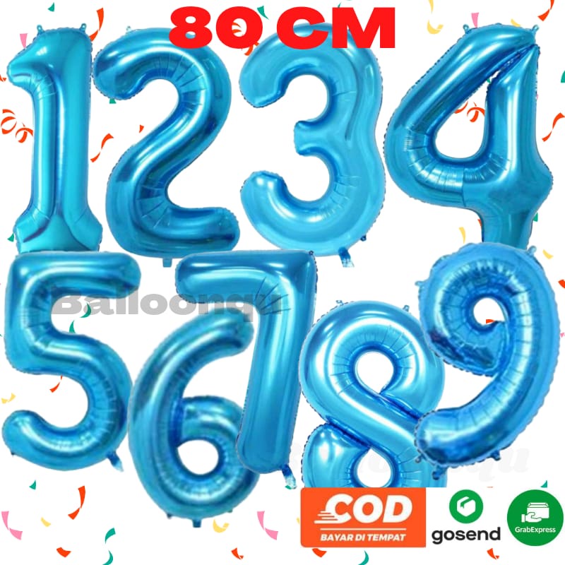 Jual Balon Angka Jumbo Biru / Balon Foil Angka 80cm | Shopee Indonesia
