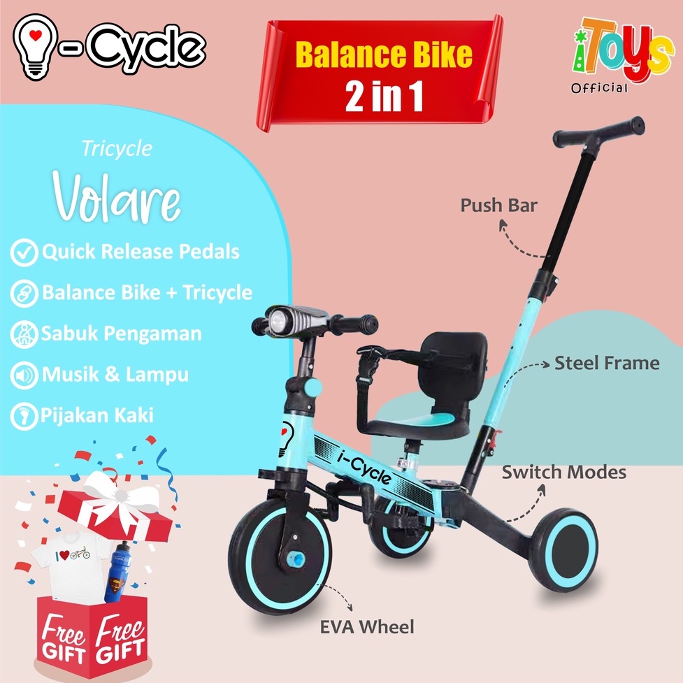 Jual Sepeda Dorong Anak Multifungsi 3 in 1 ICYCLE Volare (TC-2201 ...