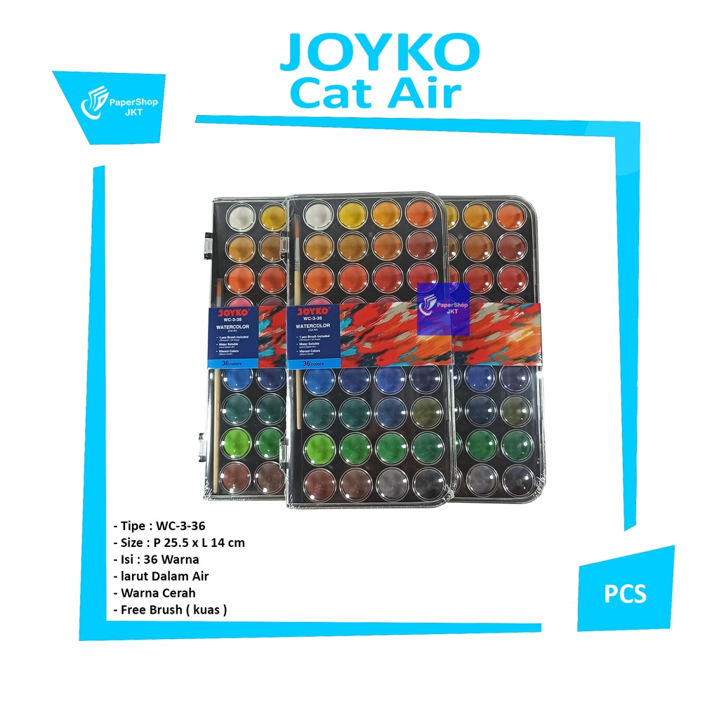 Jual JOYKO - Watercolor Set Cat Air WC-3 Isi 36 Warna - Pallet | Shopee ...
