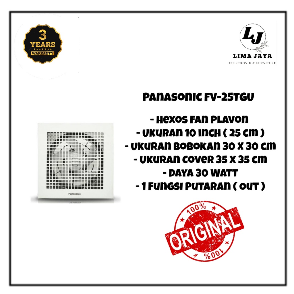 Jual PANASONIC Exhaust Fan FV-25TGU Hexos Dinding Plafon Kipas Dapur ...