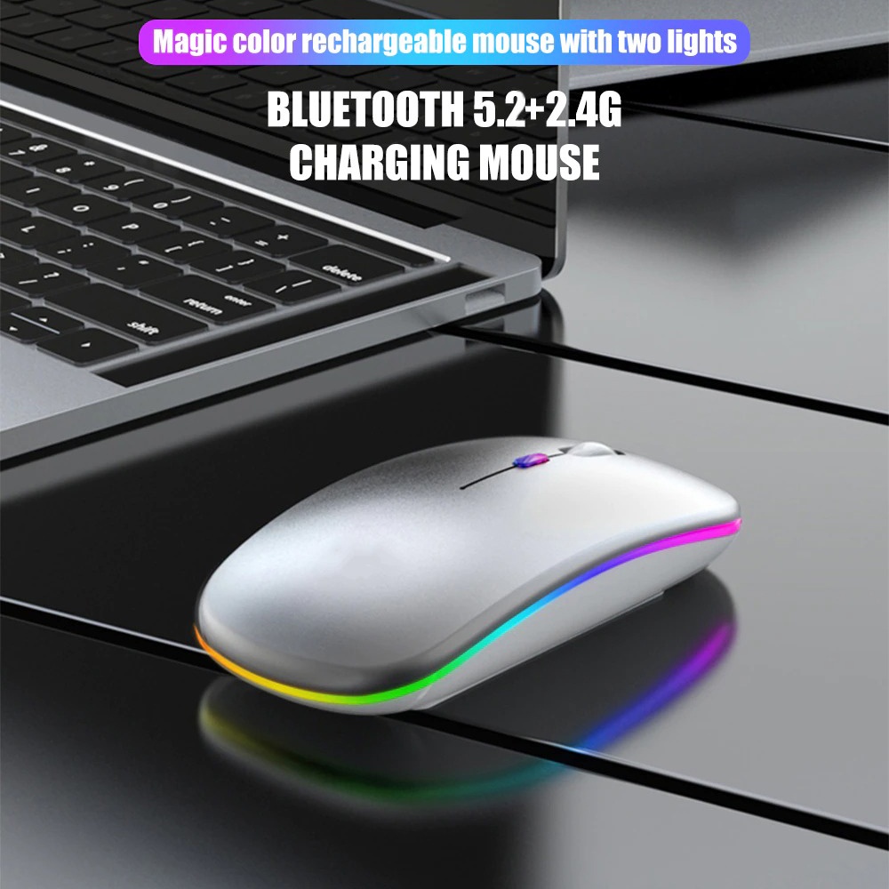Jual MOUSE DUAL MODE + RECHARGEABLE + SILENT CLICK Bluetooth 5.2 ...