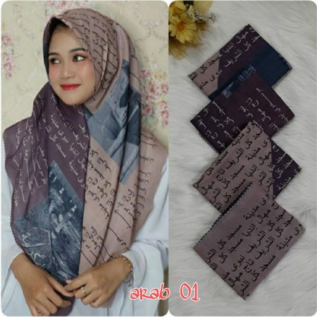 Jual hijab segiempat voal motif koran arab premium // segiempat koran ...