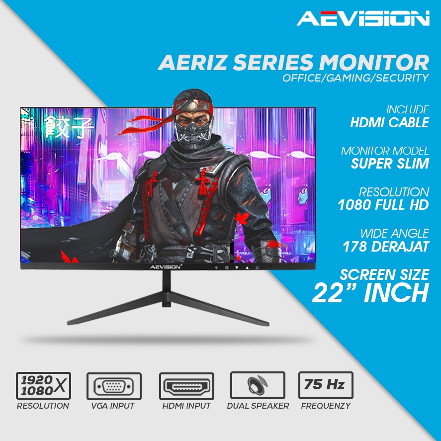 Jual Monitor LED Aevision 22 inch HDMI VGA Layar Komputer | Shopee ...