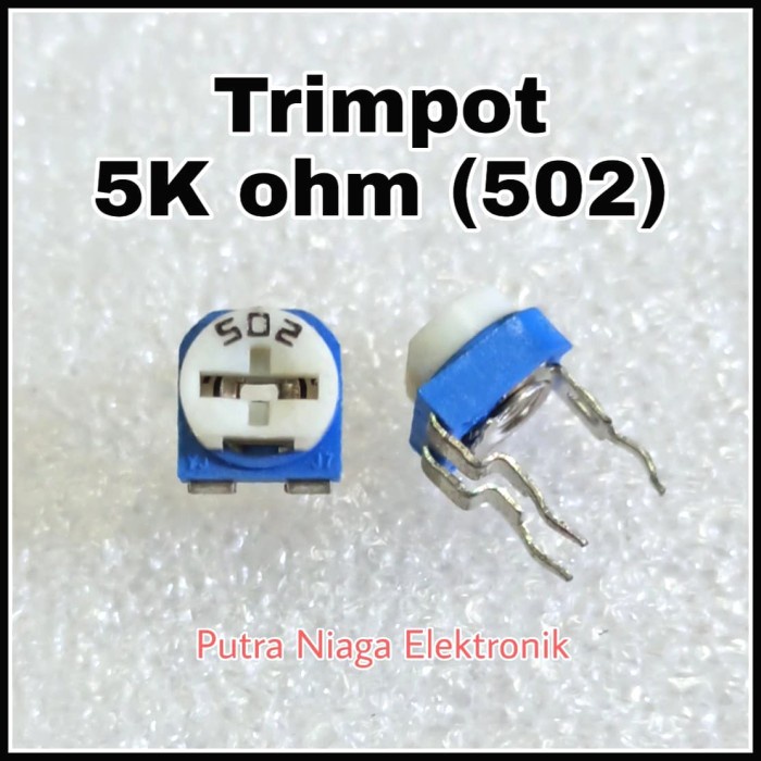 Jual Resistor Variable 5K ohm VR Trimpot 5000 ohm 5 K marking : 502 ...