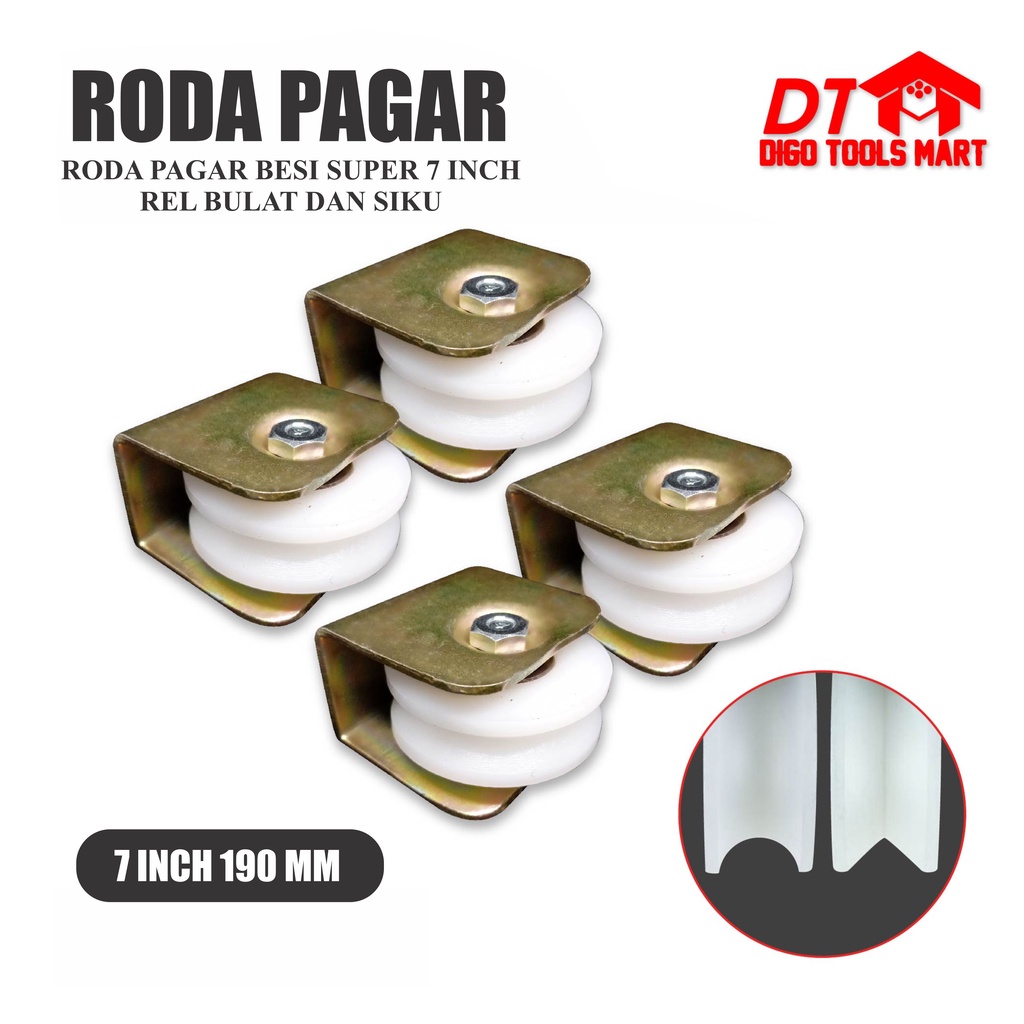 Jual Roda Pagar Nylon Nilon 7 Inci Rel Bulat dan Lancip ( Siku ) 1 Pcs ...