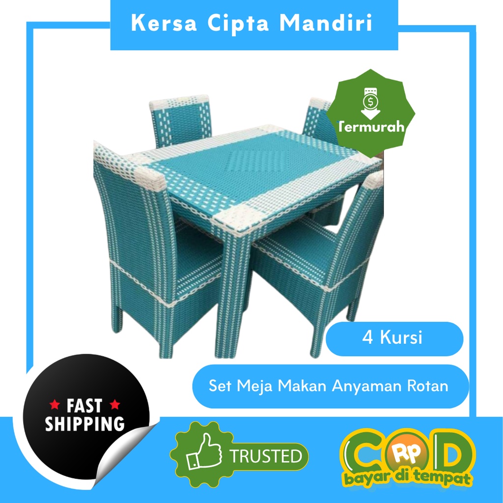 Jual Set Meja Makan 4 Kursi Anyaman Rotan Sintetis Plus Meja Furniture ...