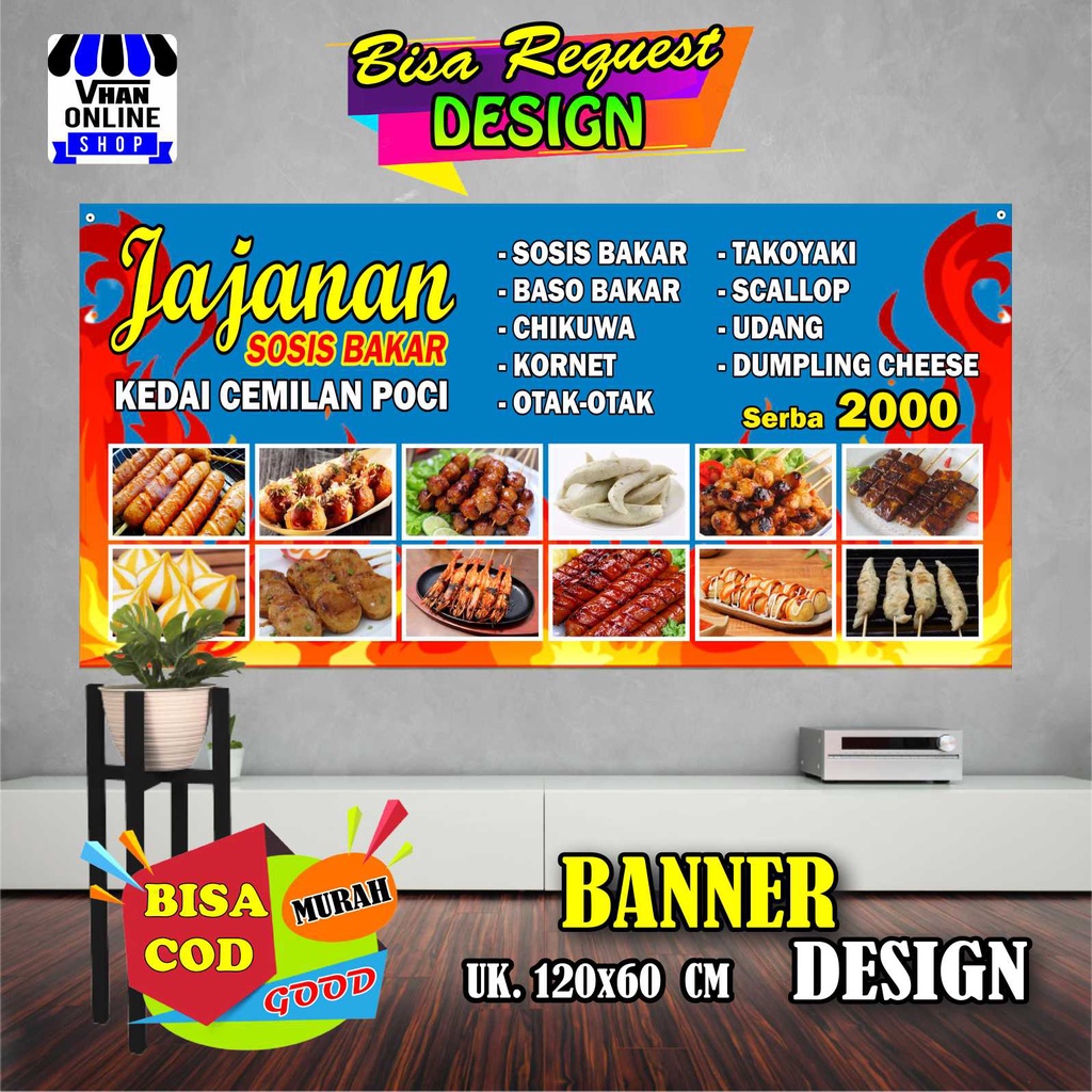 Jual Spanduk Banner Jajanan Sosis Bakar, Seafood Bakar, Bebakaran ...