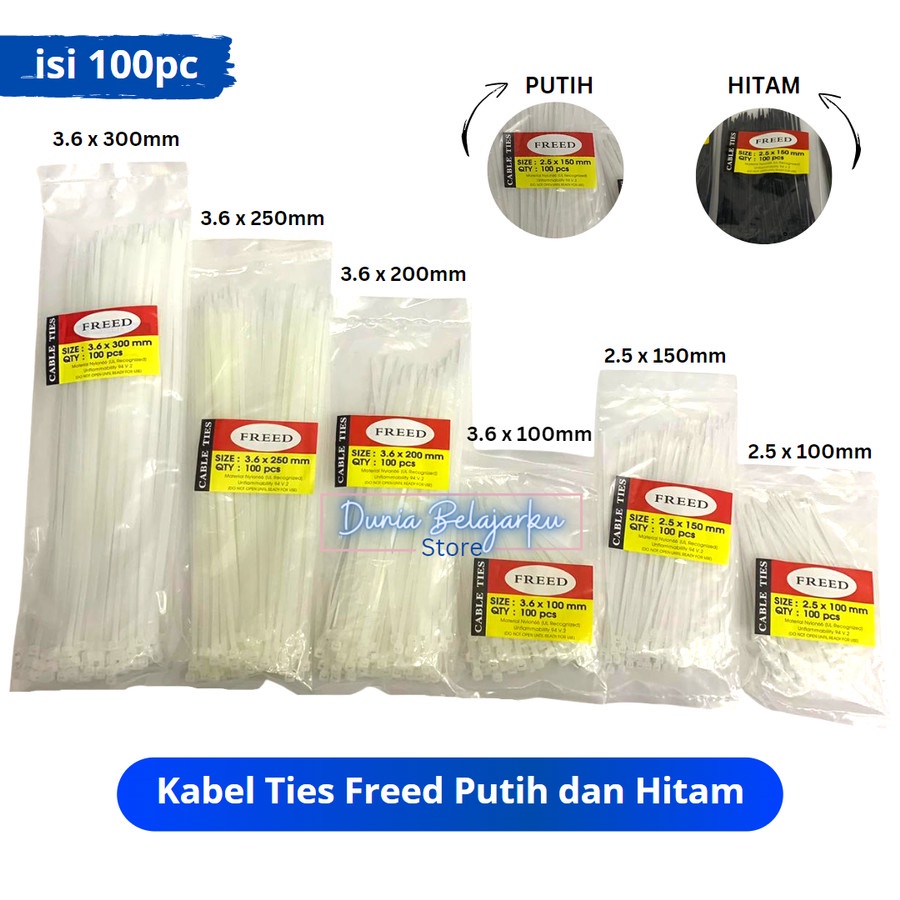 Jual Kabel Ties Freed Isi 100pc Hitam dan Putih / Kabel tis / Cable ...