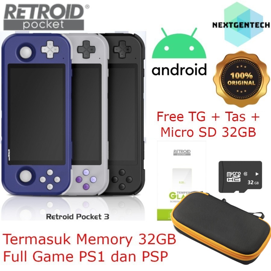 Jual Retroid Pocket 3 Handheld Game Console Retro Android 11 System 3 ...