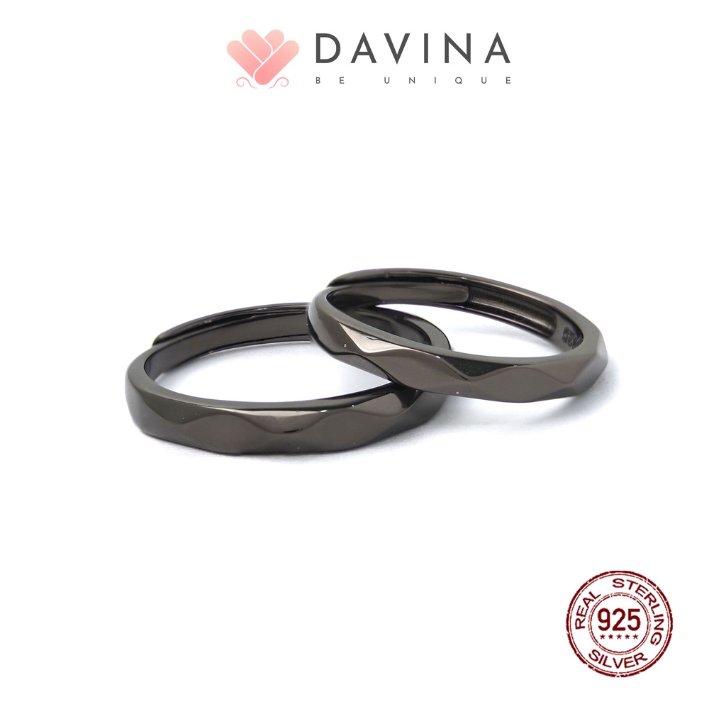 Jual DAVINA Couple Daen Darina Rings Black Color Sterling Silver 925 - Cincin Sepasang Perak ...
