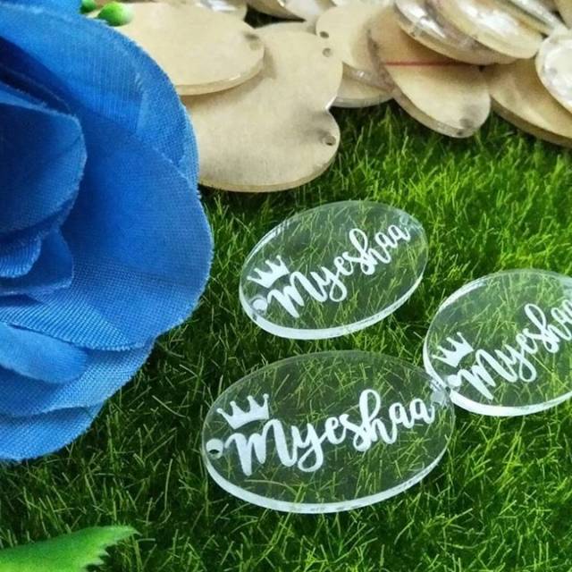 Jual READY Label akrilik / label produk / label hijab / label custom ...