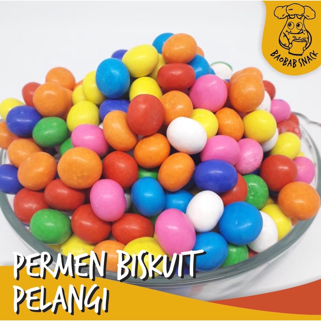 Jual Permen Biskuit Pelangi 250gr - BAOBAB SNACK - Ball Bola Bola Warna ...