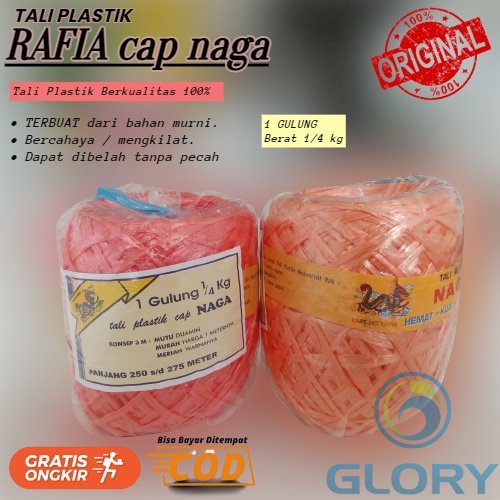 Jual Gulungan Halus Rafia Cap Naga 1/4 Kg Atau Tali Plastik Warna Warni ...