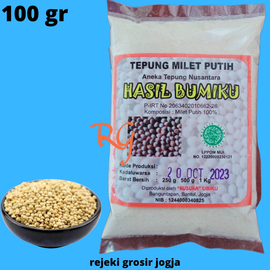 Jual Tepung Millet Putih Organik kemasan 100 gram/Tepung Milet Putih ...
