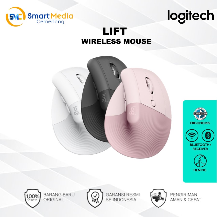 Jual Logitech LIFT Mouse Ergonomic Vertical Wireless Bluetooth Silent | Shopee Indonesia