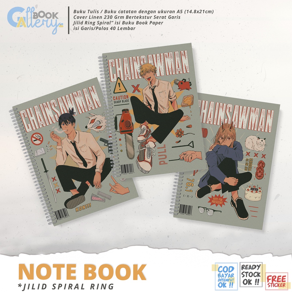 Jual [SP] Buku Tulis / Buku Catatan / Note book Anime Chainsaw Man ...